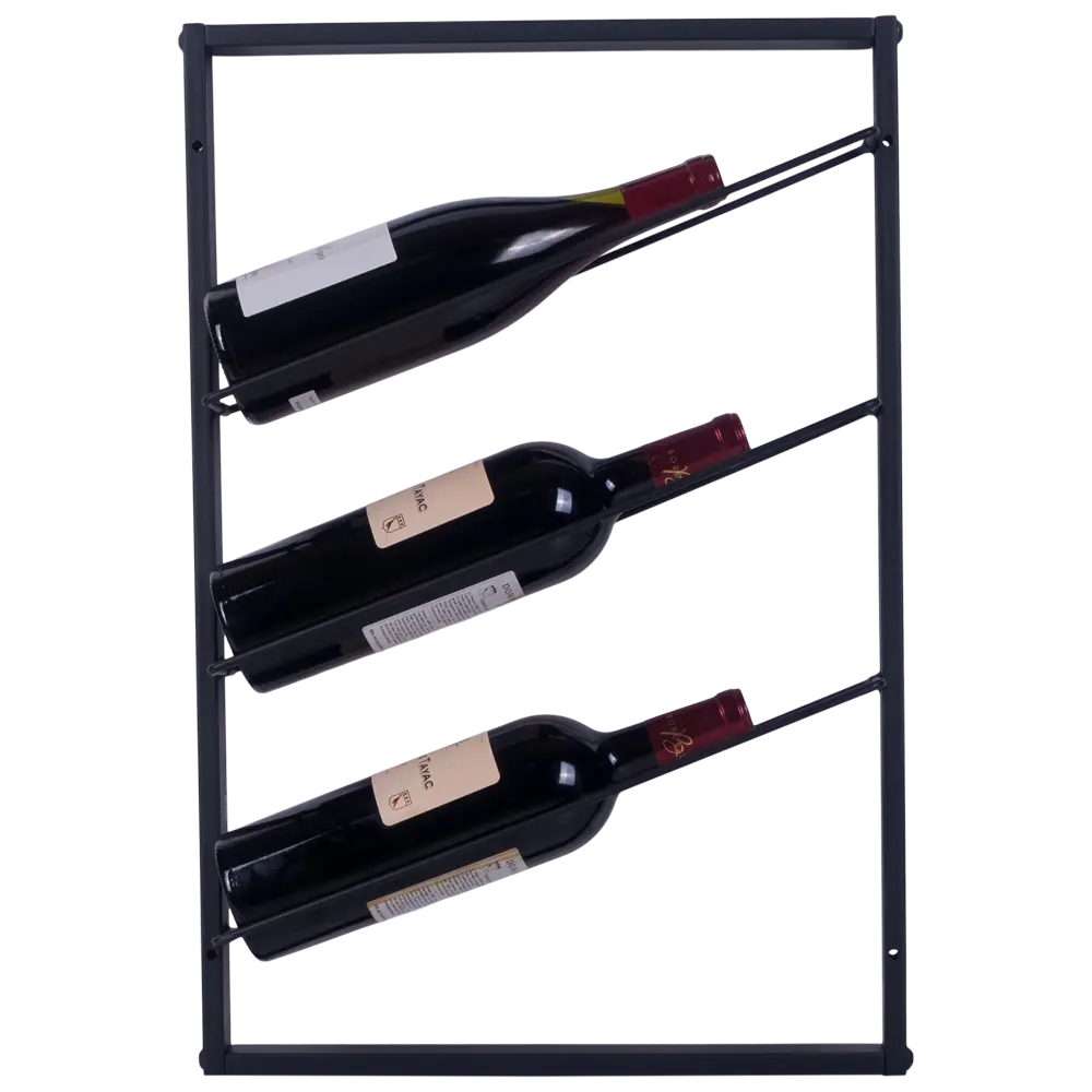 Mona - Wall mounted black metal wine rack - 3 bottles | Wineandbarrels