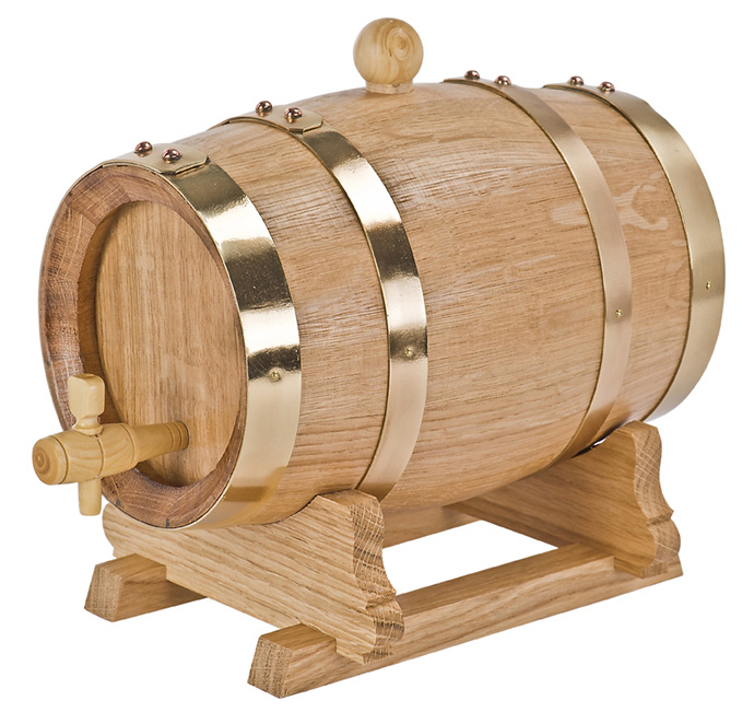 5 liter French oak wine barrel with brass hoops | Wineandbarrels