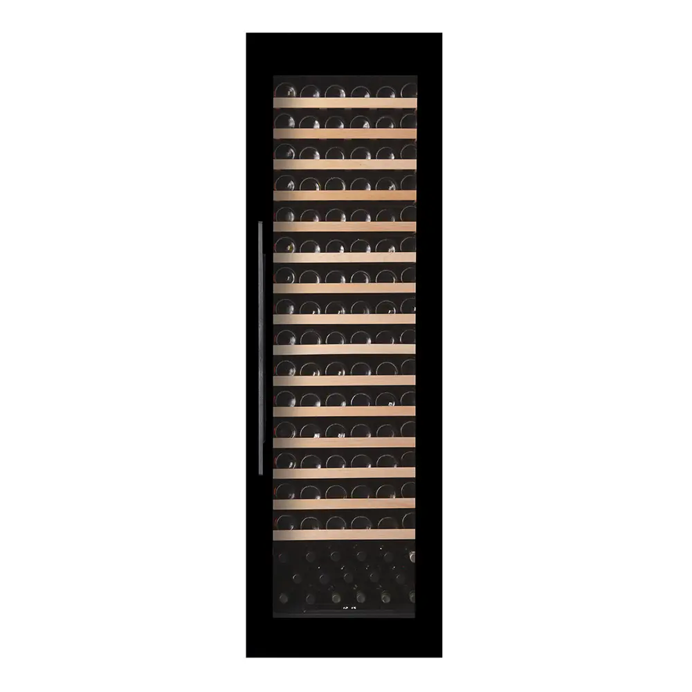 Pevino 107 Bottles Single Zone Black Glass Front Wineandbarrels